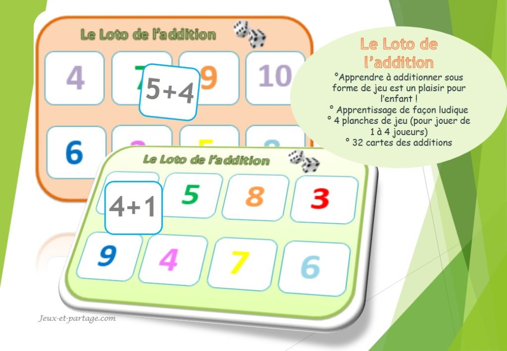 Le Loto de l’addition niveau 1 | Jeux et partage