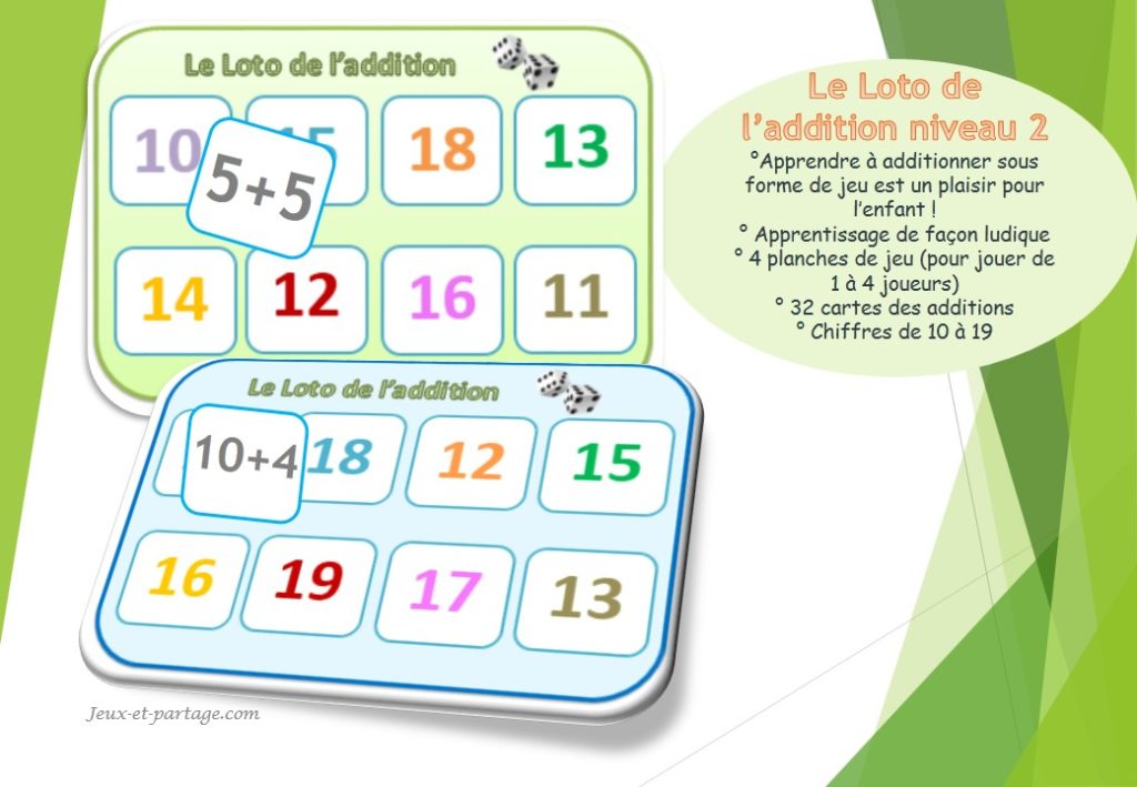 Le Loto de l’addition niveau 2 | Jeux et partage