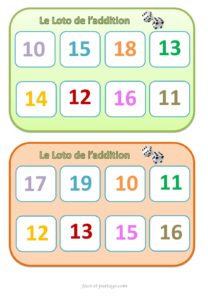 Le Loto des additions Niveau 2 pour apprendre à compter | Jeux et partage